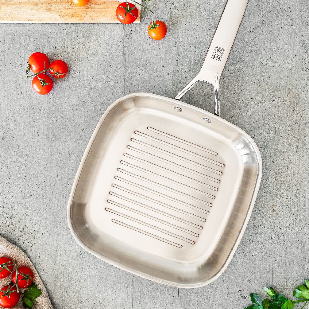 Grill con rayas de acero inoxidable sin antiadherente Signature ...